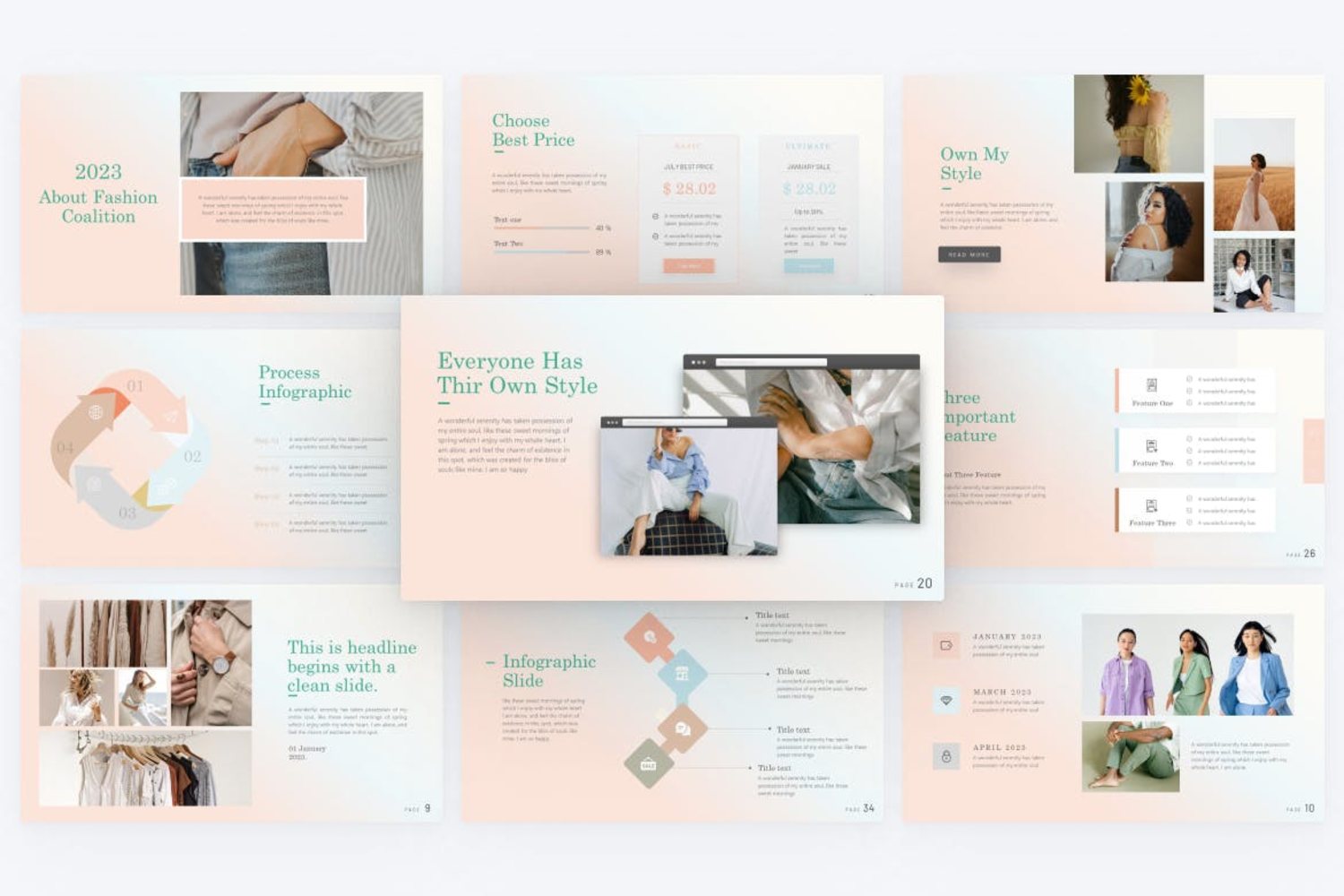 3923 渐变弥散光粉红色现代时尚主题演讲幻灯片PPT+Keynote模板Fashion Coalition Pink Modern Fashion Keynote＆PPT@GOOODME ...